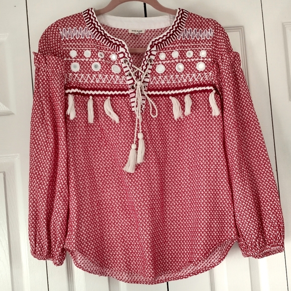 River Island | Tops | 325 River Island Red Boho Tassel Top Uk Size 6 ...